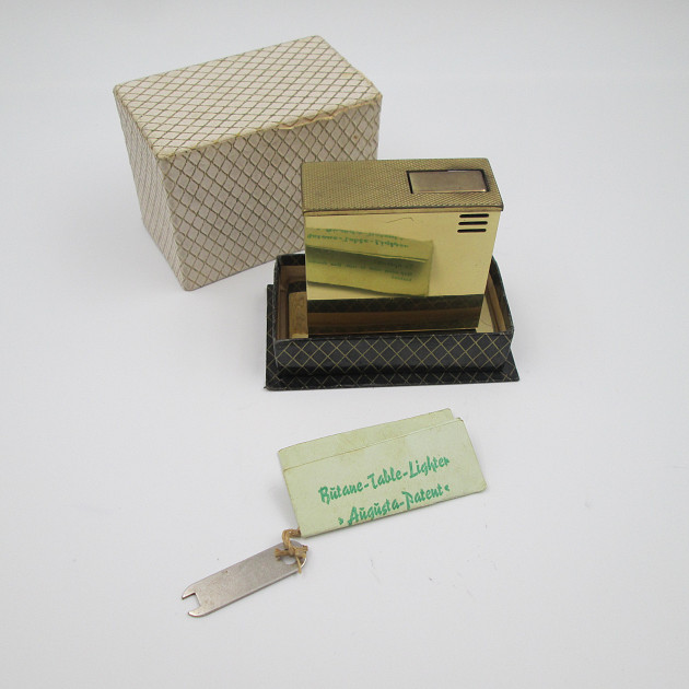 Augusta Butane Table Lighter Gold Plated Metal Box 1970s | El ...