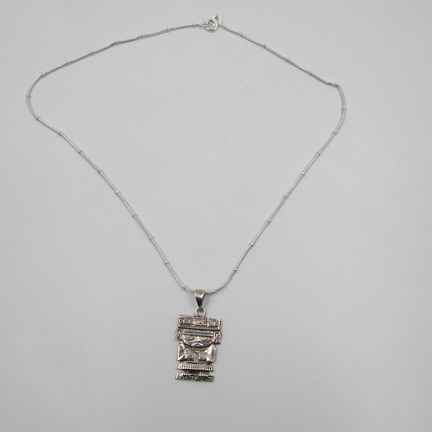 Aztec Idol Necklace With Cord Sterling Silver Mexico 1980s | El ...