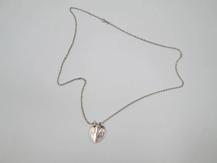 Braided Link Chain Heart Two Faces Pendant Sterling Silver El Coleccionista Eclectico
