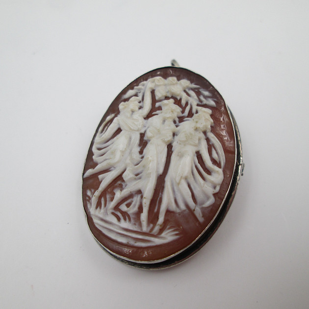 Cameo Relief Scene Nymphs Pendant Brooch Sterling Silver | El ...