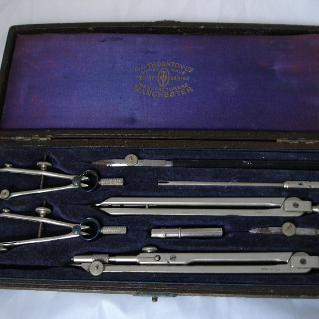 Drawing Instrument Set Wood Box Alexander George Thornton Compasses ...