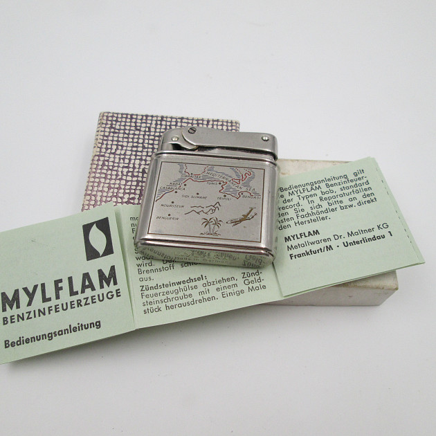 Encendedor Gasolina Mylflam Bob Metal Mapa Europa Africa | El Coleccionista Ecléctico