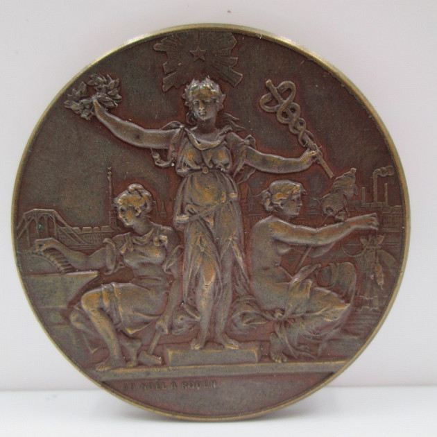 Exposición Nacional Y Regional De Rouen Bronce 1884 Francia Ad Noël | El Coleccionista Ecléctico