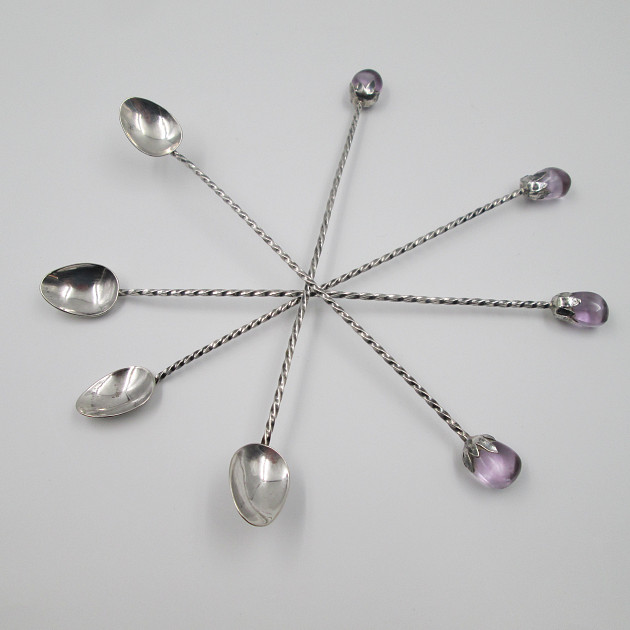 Four Cocktail Mixing Spoons Sterling Silver And Amethysts | El ...