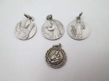 four religious medals sterling silver virgin christ saints