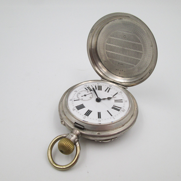 Hunter Case Pocket Watch Sterling Silver Ornate Lids 1900s | El ...