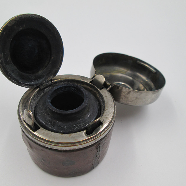 Kka Priv Travel Inkwell Leather And Brass Russian Navy | El ...