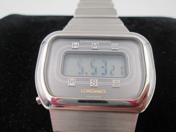 longines digital chronograph stainless steel quartz bracelet