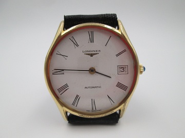 longines extraplano acero chapado oro automatico calendario