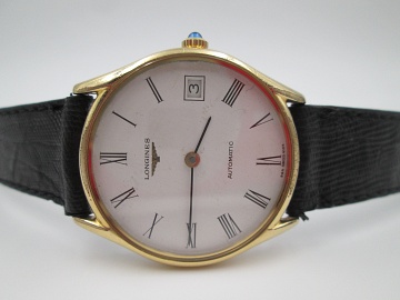 longines extraplano acero chapado oro automatico calendario