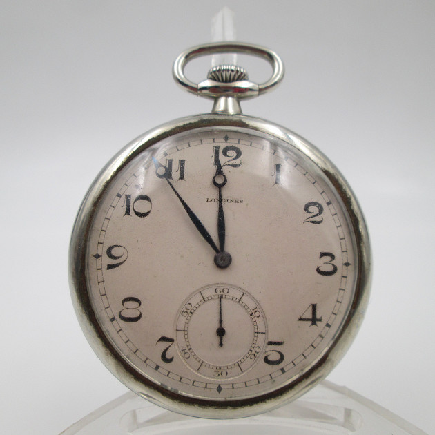 Longines Open Faced Pocket Watch Chromed Steel Stem Wind | El ...