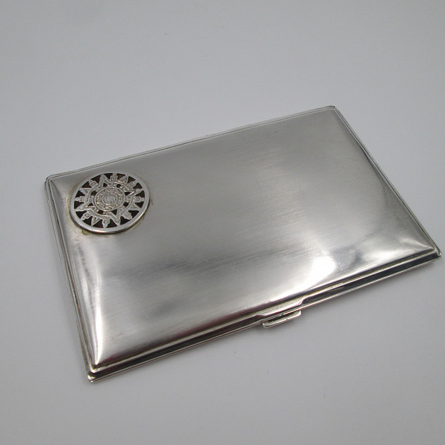 Mens Rectangular Cigarette Case Sterling Silver Suns Stone | El ...