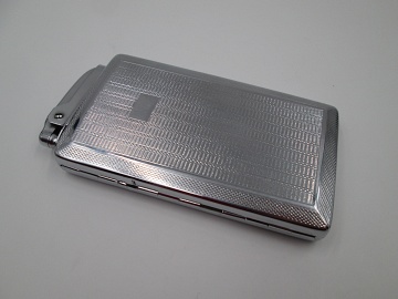 mosda streamline cigarette case and lighter silver metal