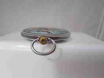 Swiss pocket watch, 935 sterling silver, Color enamels