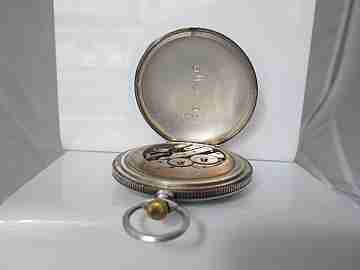 Swiss pocket watch, 935 sterling silver, Color enamels