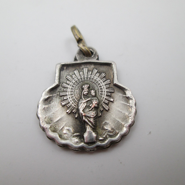 Our Lady Of Pilar Shell Medal Sterling Silver Spain 1970s | El ...