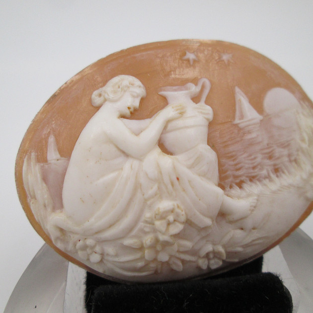 Oval Shell Cameo Nymph With Amphora In Seascape 1940s | El ...