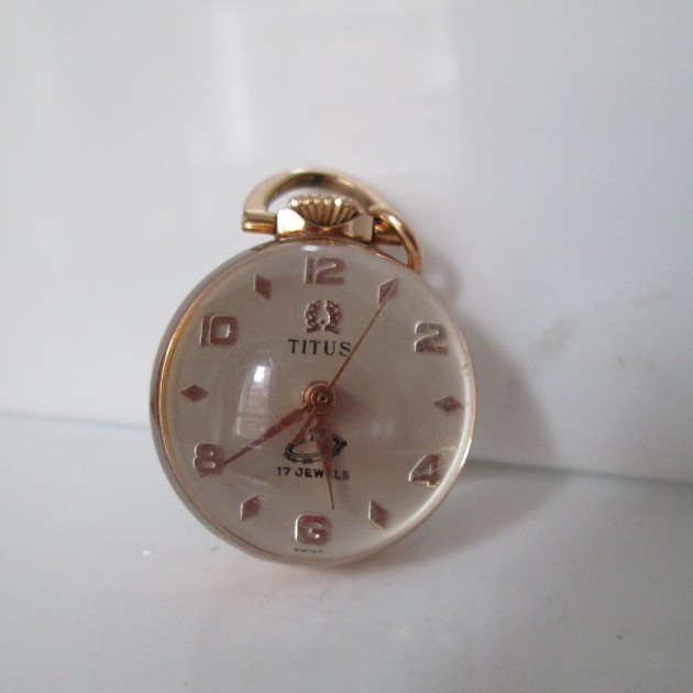 Pendant Watch Titus, 18k Gold, 1960's, Stem-wind, Transparent Ball | El ...