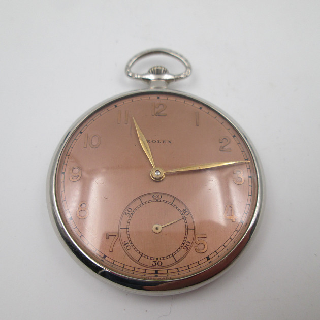 Rolex Open Faced Pocket Watch Nickel Chrome Stem Wind 1940s | El ...