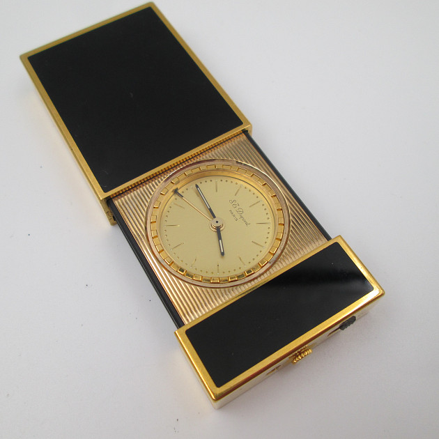St Dupont Travel Alarm Clock Chinese Lacquer Gold Plated | El ...