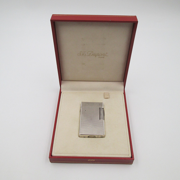 St Dupont Gas Lighter Sterling Silver Plated Diamond Pattern | El ...