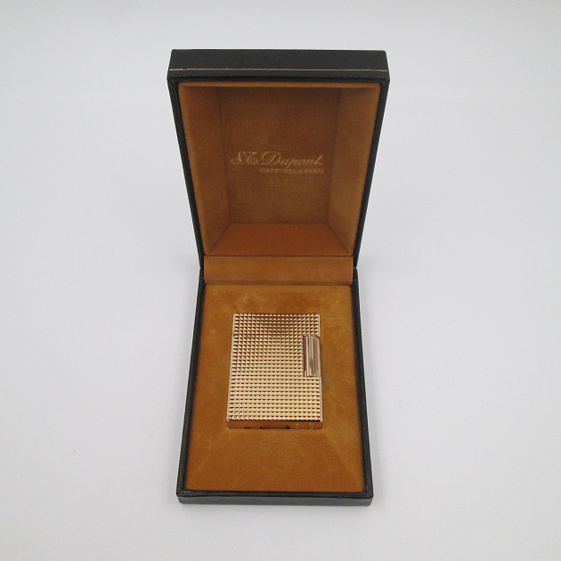 St Dupont Gas Lighter Gold Plated Diamond Pattern 1990s | El ...