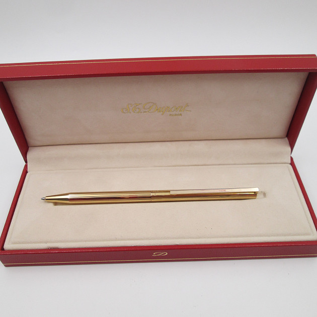 St Dupont Paris Classique Ballpoint Pen Gold Plated Box | El Coleccionista Ecléctico