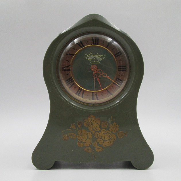 Sonatine Musical Desk Clock Wind Up Mechanism Green Bakelite | El ...