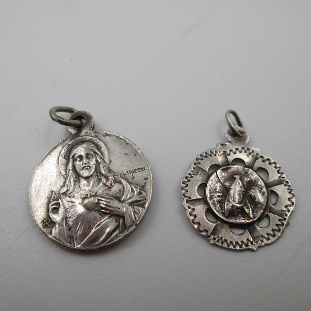 Sterling Silver Religious Medals Sacred Heart And Virgin | El ...