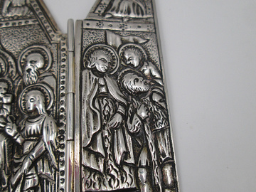 sterling silver religious travel triptych virgin christ 1980
