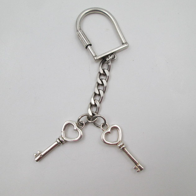 Sterling Silver Unisex Keychain Keys With Hearts 1980s | El ...