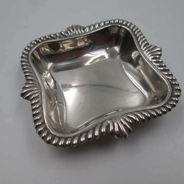 Small Square Tray Sterling Silver Ribbed Design On Edge | El ...