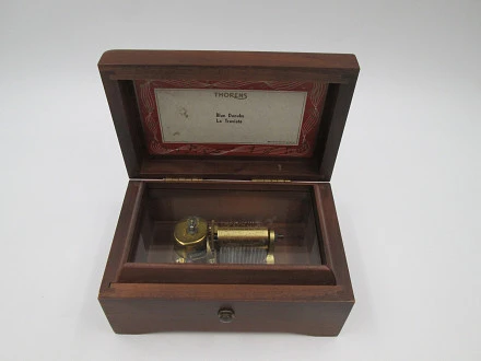 Thorens 2 Song Swiss Wind Up Music Box Wood Metal 1970s El Coleccionista Eclectico