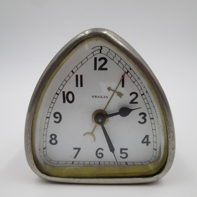 Veglia Table Clock Manual Wind Silver Metal Alarm 1930s | El ...