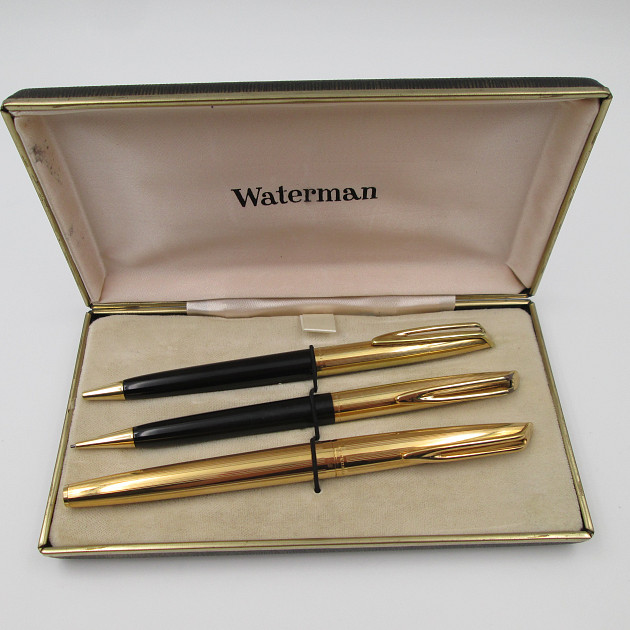 Waterman Cf Writing Set Black Plastic Gold Filled 1950s | El ...