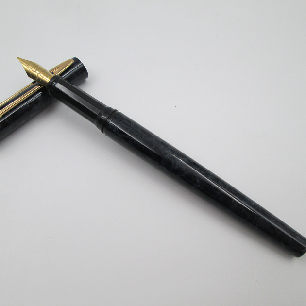 Waterman Paris Black Grey Marble Resin Gold Plated 1990s | El ...