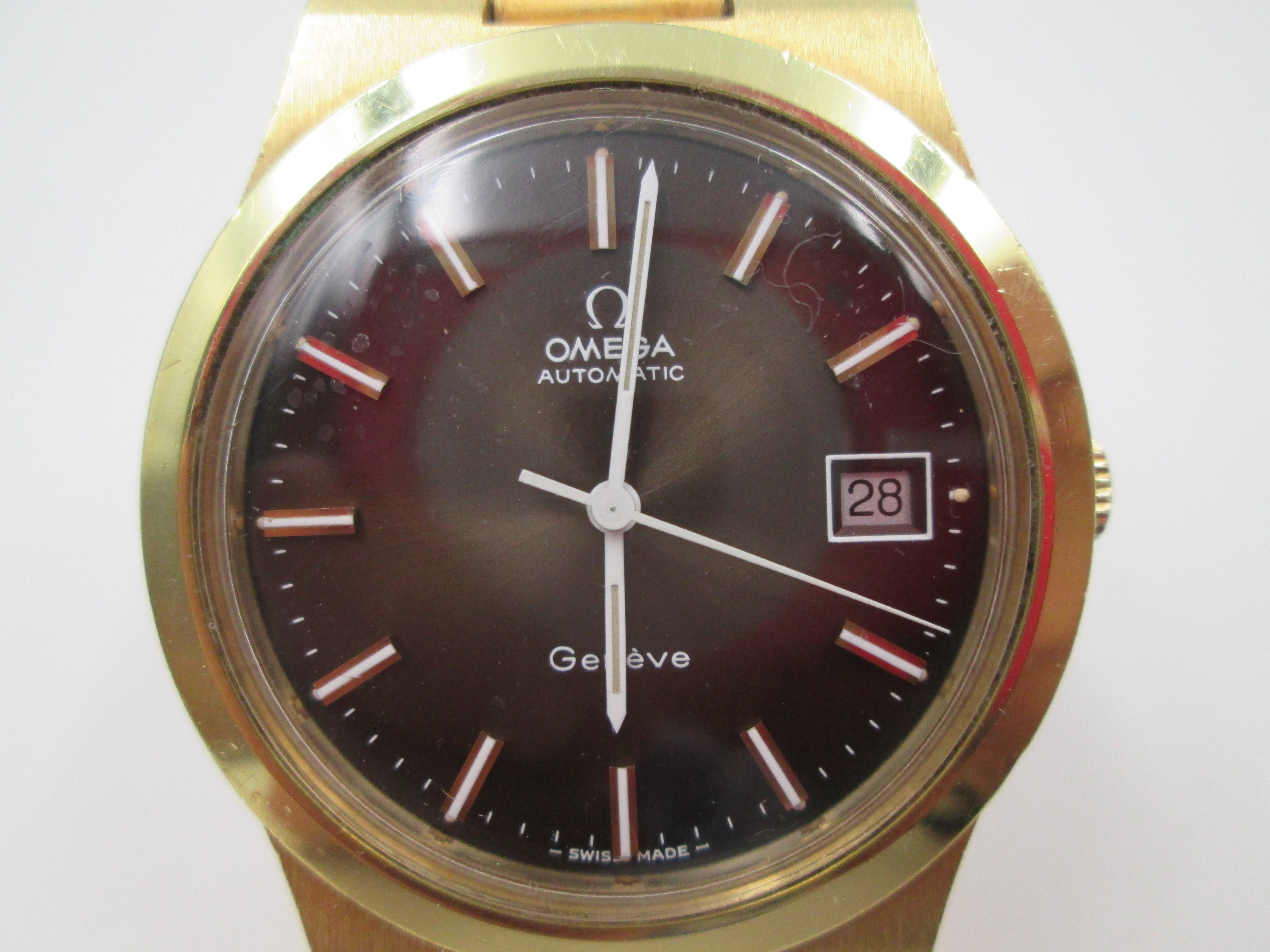 Omega Genève 20 Microns Gold Plated Automatic 1970's Iridescent Dial ...